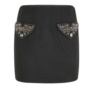 Versace Studded Wool Mini Skirt - - Skirts - Damen - Schwarzk - M