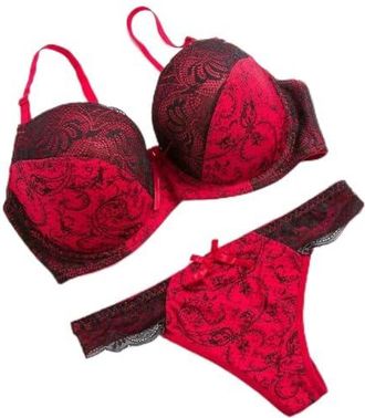 Generic CHJAN Thin Cotthon Soutien-gorge rembourr&eacute; respirant en coton push-up pour femme Grande poitrine 75 80 85 90 95 soutien-gorge lingerie, Rouge, D