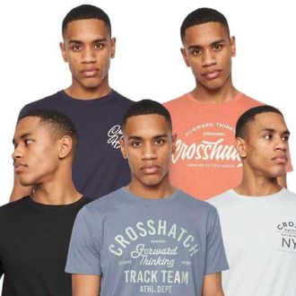 Crosshatch Brandax T-Shirt f&uuml;r Herren (5er-Pack) (Marine/Orange/Schwarz/Grau meliert/Grau meliert/Wei&szlig;/Wei&szlig;)