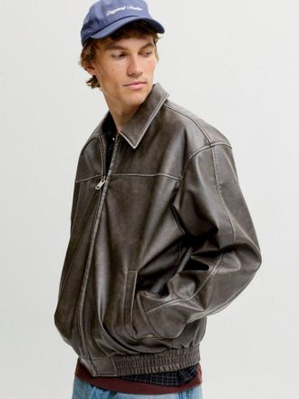 Jack & Jones Lederimitatjacke JJMARLON PU JACKET Kunstfaser, regular fit
