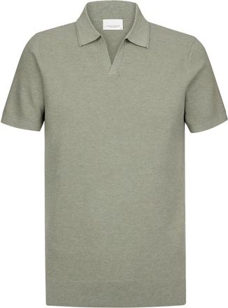 Profuomo Strick-Poloshirt mit Tencel und Variokragen in Reiskornstruktur in