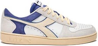 Diadora Mixte Magic Basket Low Suede Leather Chaussure de Gymnastique, White Blue Eyes, 45 EU