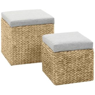 vidaXL Ottoman-Set 2 Stk. Seegras Grau Vidaxl