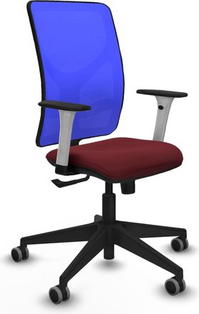 Piqueras y Crespo B&uuml;rostuhl mit wei&szlig;en und schwarzen Armlehnen, h&ouml;henverstellbare Lendenwirbelst&uuml;tze, ausgestattet mit 3 Positionen und Schneideschaum, Blau/Granatrot