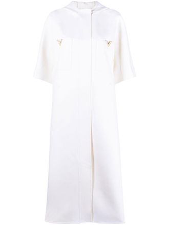 Valentino Garavani Kapuzenmantel mit Logo-Schild - Nude