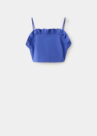 Mango Top frilly bleu - Femme - S - MANGO