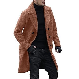 Generic Nouveau manteau dhiver pour homme style tendance beau manteau long laine manteau confortable chaud doux manteaux 2026, kaki, XXL