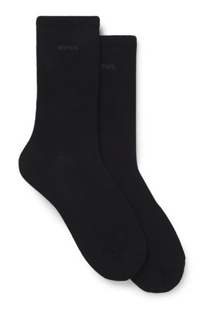 HUGO BOSS Businesssocken BOSS 2P RS Uni Logo CC W, Damen, Gr. 35-38, schwarz (schwarz 001), Baumwolle, unifarben, normal, Socken, mit BOSS Schriftzug