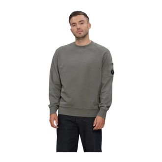 C.P. Company Geb&uuml;rstetes und geschmirgeltes Diagonalfleece Rundhals-Sweatshirt - - Sweatshirts & Hoodies - Herren - Gr&uuml;n - L