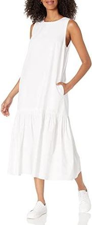 The Drop Ilana Robe longue en popeline, coupe ample sans manches, ourlet large pour Femme, Blanc, XXL Grande taille