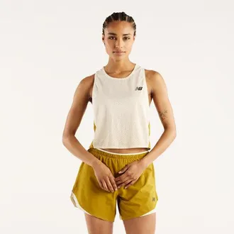 New Balance Femme Viz-Tech Run Singlet en Beige/Marron, Poly Knit, Taille XL
