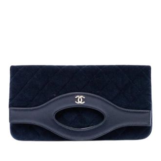Chanel Pre-owned Vintage Quilted Velvet Clutch - - Pre-owned - Damen - Blau - ONE SIZE
