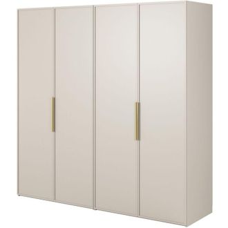 Selsey Frame - Kleiderschrank 4-t&uuml;rig mit Kleiderstange und Regalen, 200 cm, greige - Selsey