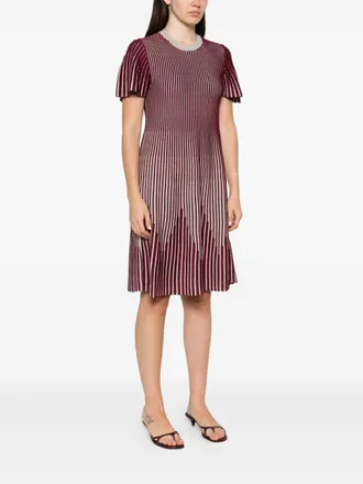 Emporio Armani Striped Ribbed Dress - Burgundy