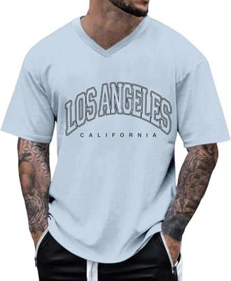 Generic T-shirt surdimensionn&eacute; pour homme - T-shirt d&eacute;t&eacute; &agrave; col rond &agrave; manches courtes - Avec imprim&eacute; urbains - Chemises basiques pour homme - Chemises d&eacute;contr