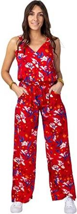 Coton Du Monde | Combi Pantalon femme fleuri CORALY rouge 38