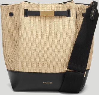 DeMellier Der New York Bucket Nat&uuml;rliche Raffia Schwarz Glatt DeMellier
