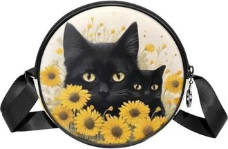 Generic Petit sac &agrave; bandouli&egrave;re rond pour femme, petit sac &agrave; bandouli&egrave;re avec fermeture &eacute;clair et bretelles r&eacute;glables style d&eacute;contract&eacute; pour femmes et filles