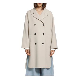 Max Mara Doppelreihiger Wollmantel in Midi-L&auml;nge - - Coats - Damen - Beige - XS