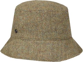 Loevenich Gef&uuml;tterter Bucket Hat | Fischgr&auml;t-Design | 100% Wolle | OneSize | Damen | Schutz vor Sonne & K&auml;lte Khaki