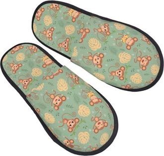 Generic Un Mignon Petit Singe Sur Un Arbre Unisexe Chaussons Antid&eacute;rapantes Chaussures De Maison Peluche Slippers Pour Automne Ext&eacute;rieur Hiver L