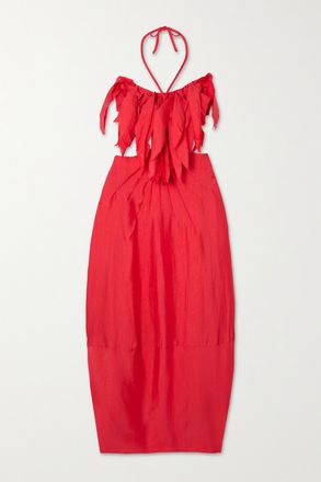 Cult Gaia Lue Neckholder-midikleid Aus Einer Tencel-mischung - Rot