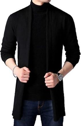 Generic Cardigan long pour homme avec poche pour lautomne et lhiver - V&ecirc;tement dext&eacute;rieur d&eacute;contract&eacute; - Vert, c1, XXL