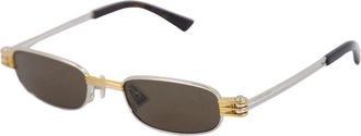Bottega Veneta unisex, Accessoires, Gris, Taille: 50 MM Lunettes de Soleil Rectangulaires Argent
