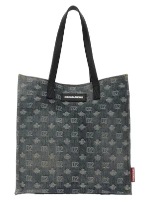 Dsquared2 Embroidered D2 Logo Denim Tote Bag - Gray