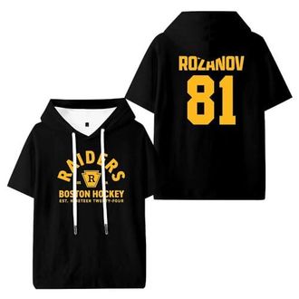 Generic Heated Rivalry Rozanov 81 Merch T-shirts &agrave; capuche unisexe &agrave; manches courtes V&ecirc;tements d&eacute;contract&eacute;s, Noir, XS
