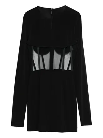 Nensi Dojaka Womens Dress With Sheer Tulle Corset Black Viscose