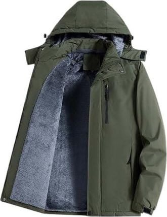 Generic Veste dhiver coupe-vent en polaire chaude avec capuche pour homme, Vert, XXL