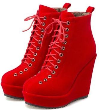 Generic Bottines dhiver pour femme - Bout rond - Talon compens&eacute; - Pour les occasions d&eacute;contract&eacute;es et les f&ecirc;tes au quotidien, Rouge, 38.5 EU