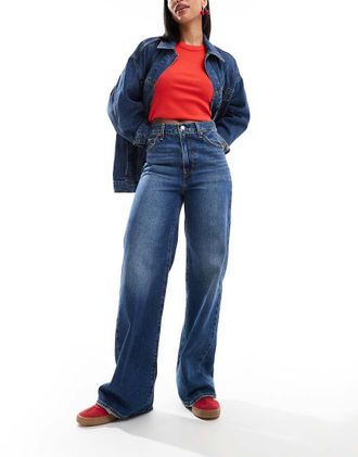 Levi's Ribcage - Jean large &agrave; taille haute - Bleu fonc&eacute;-Bleu marine