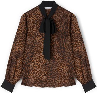 Motivi Femme, Blouses et Chemises, Brun, Taille: 46 FR Chemise en satin &agrave; imprim&eacute; animal