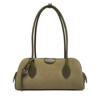 Calvin Klein Handtasche Calvin Klein Emblem Trio Suede Shoulder Bag LV04F3888G Dunkelgr&uuml;n