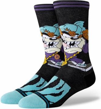 Stance Taz Crew Chaussettes Tasmanian Devil Looney Tunes Motif Veau Noir, Noir, M
