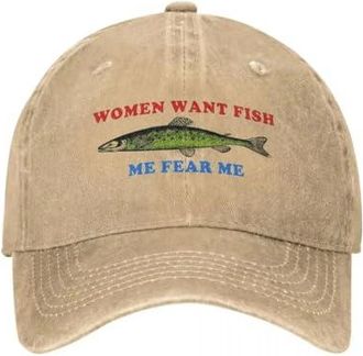 Generic Hiver Coton Chaud, Les Femmes veulent Poisson Moi Peur Moi Casquette de Baseball Truc Vintage en détresse lavé drôle Logo Papa Chapeau Casquette Unise