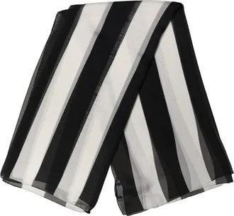 Dolce & Gabbana Silk Striped Scarf - Black