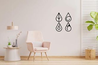 Hanah Home Set of 4 Decorative Metal Wall Accessories, Black, 20 x 30 cm | 100% Metal, 2 mm Thickness | Stylish & Durable Decor for Home & Office