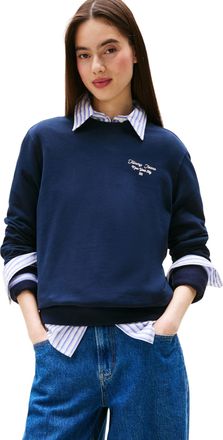 Tommy Jeans Damen Sweatshirt Logo aus Baumwolle, Blau (Dark Night Navy), L