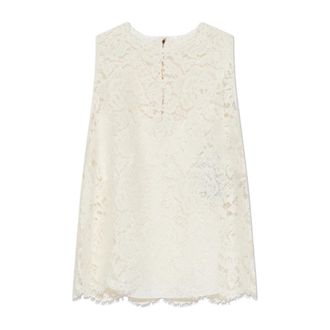 Dolce & Gabbana Spitzen&auml;rmelloses Top - - Tops - Damen - Wei&szlig; - S