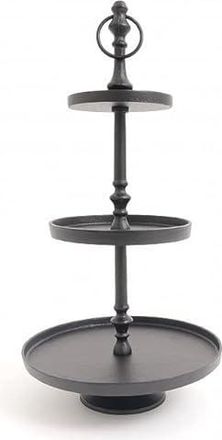Brandsseller &Eacute;tag&egrave;re 3 Niveaux en Aluminium - Hauteur 58 cm - Pr&eacute;sentoir d&eacute;coratif avec pommeau - Style Vintage - pour g&acirc;teaux, Fruits, d&eacute;co - Noir