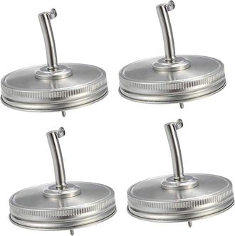 Garneck 4st&uuml;cke Ausgie&szlig;er Glasdeckel F&uuml;r Einmachgl&auml;ser Edelstahl Ausgie&szlig;erdeckel Kompatibel Mit Einmachgl&auml;sern Mit Silikondichtung F&uuml;r Luft Und Wasserdichtigk