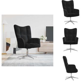 vidaXL Chaise de relaxation Noir Velours - Fauteuil Relaxant - Chaise Pivotante - Chaise Velours - Mobilier Moderne - Chaises Confortables