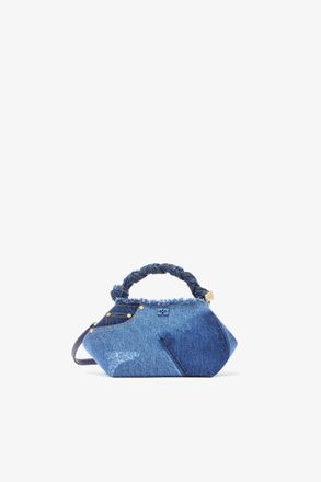 Ganni Kleine Bou-Tasche aus Denim in Blau