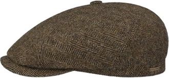 Stetson Casquette Brooklin Classic Herringbone Homme - Gavroche avec Visiere, Doublure Hiver Automne-Hiver - 61 cm Marron-Beige