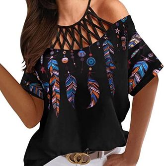 Janly T-shirt noir simple T-shirt doux pour femmes avec col rond design d&eacute;contract&eacute; &agrave; l&eacute;paule pour un look quotidien confortable femmes grandes tailles, Noi