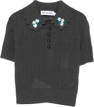 Self Portrait Poloshirt - Grau