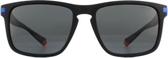 Polaroid Rectangle Mens Matte Black Blue Gris Gris Polaris&eacute;